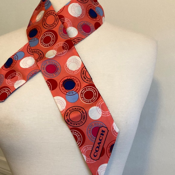 Coach | Accessories | Nwt Coach 0 Silk Blue And Coral Polka Dot Pony ...